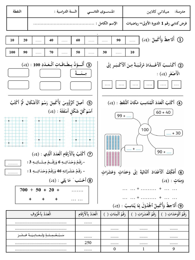 Controle Maths CE1 | PDF