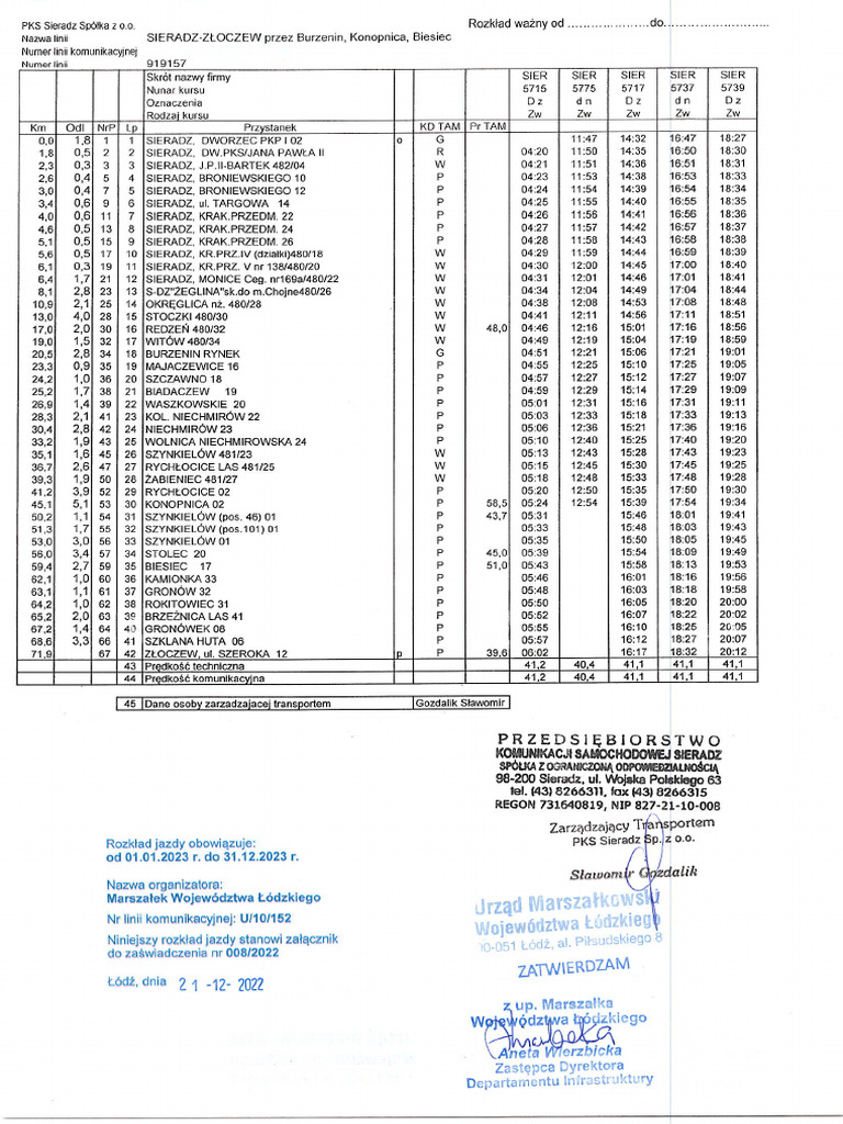 Linia-8 Sieradz | PDF