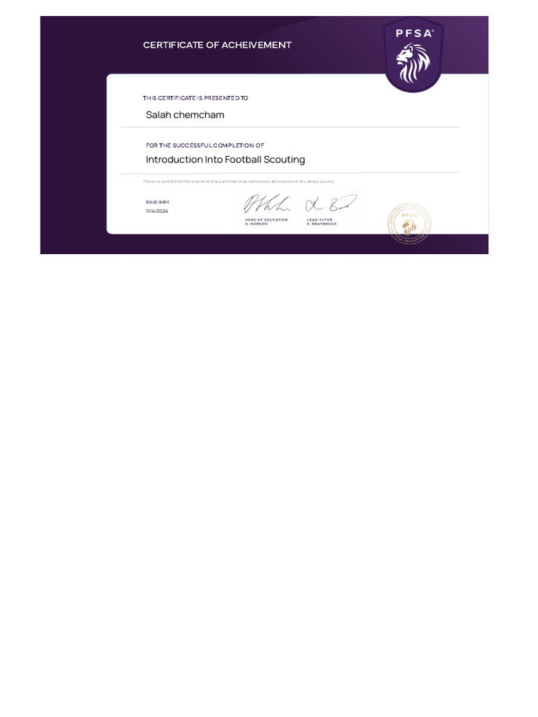 PFSA Introduction Into Football Scouting | PDF | Computers | Technology ...