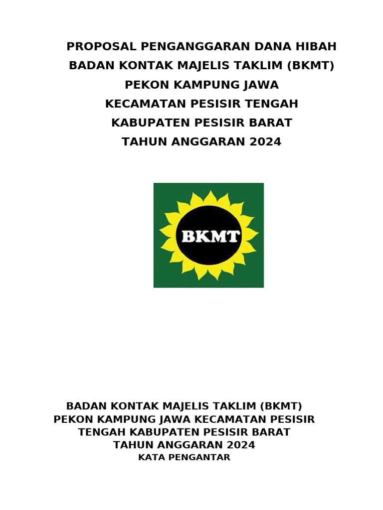 Proposal Penganggaran BKMT Pekon | PDF