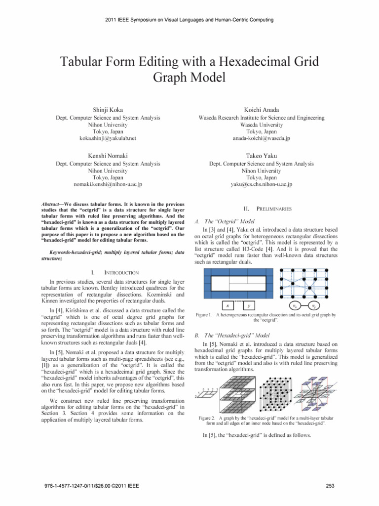Tabular Form Editing With A Hexadecimal Grid Graph Model: Shinji Koka Koichi Anada | PDF ...