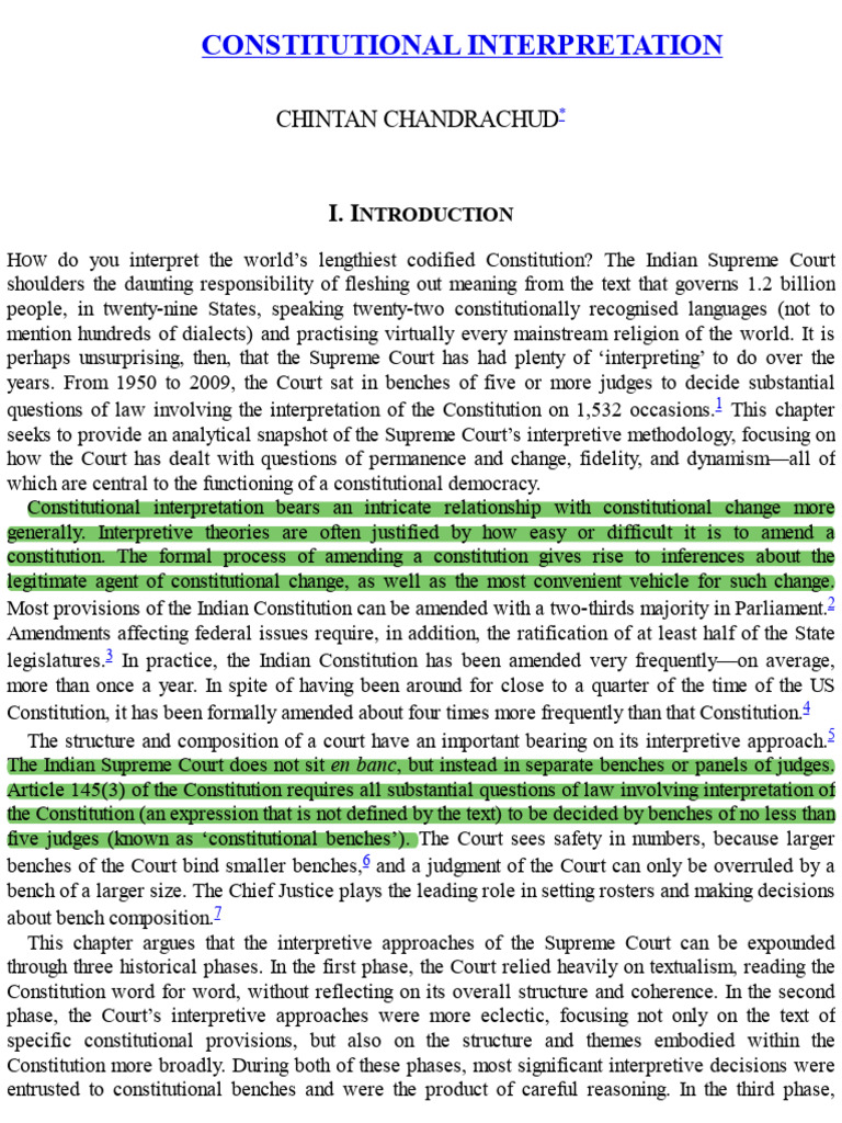 Indian Supreme Court's Constitutional Interpretation | PDF | Suffrage ...