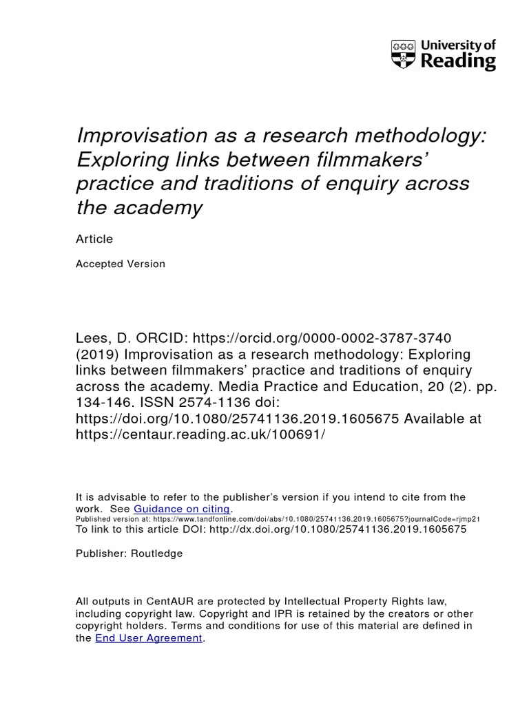 Lees_Dominic 2019 Improvisation as a Research Methodology_Revised ...