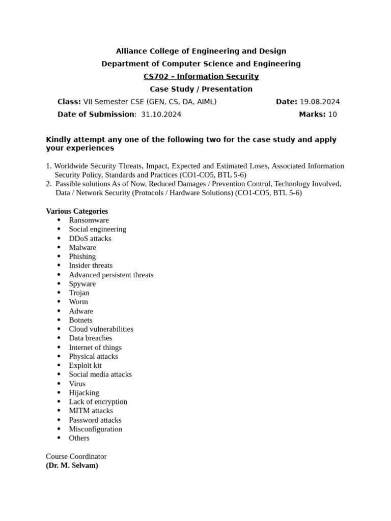 Case Study - Presentation - CS702 - Information Security | PDF | Art | Computers