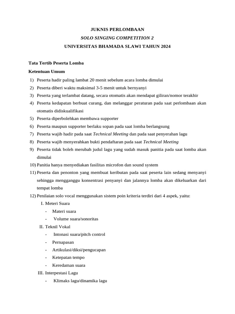 Juknis Perlombaan | PDF