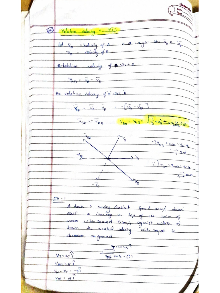 Relative Motion Class Work Nithilan | PDF