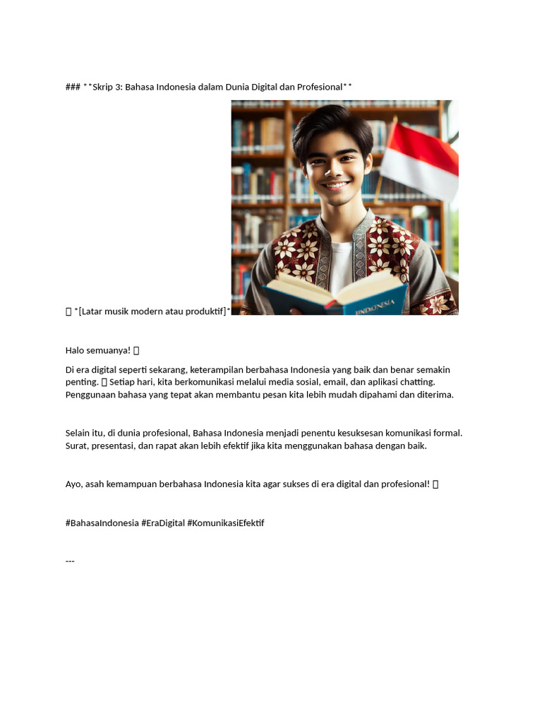 Skrip Dialog Bahasa Indonesia | PDF