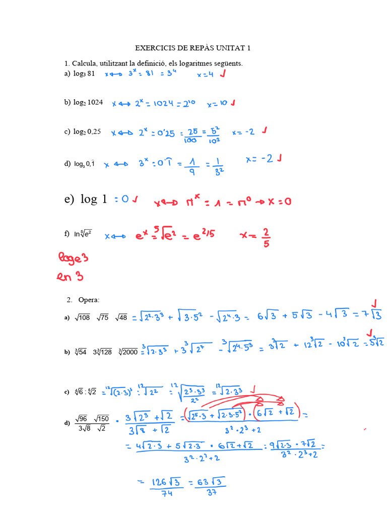 Unitat 1 - Arrels I Logaritmes | PDF