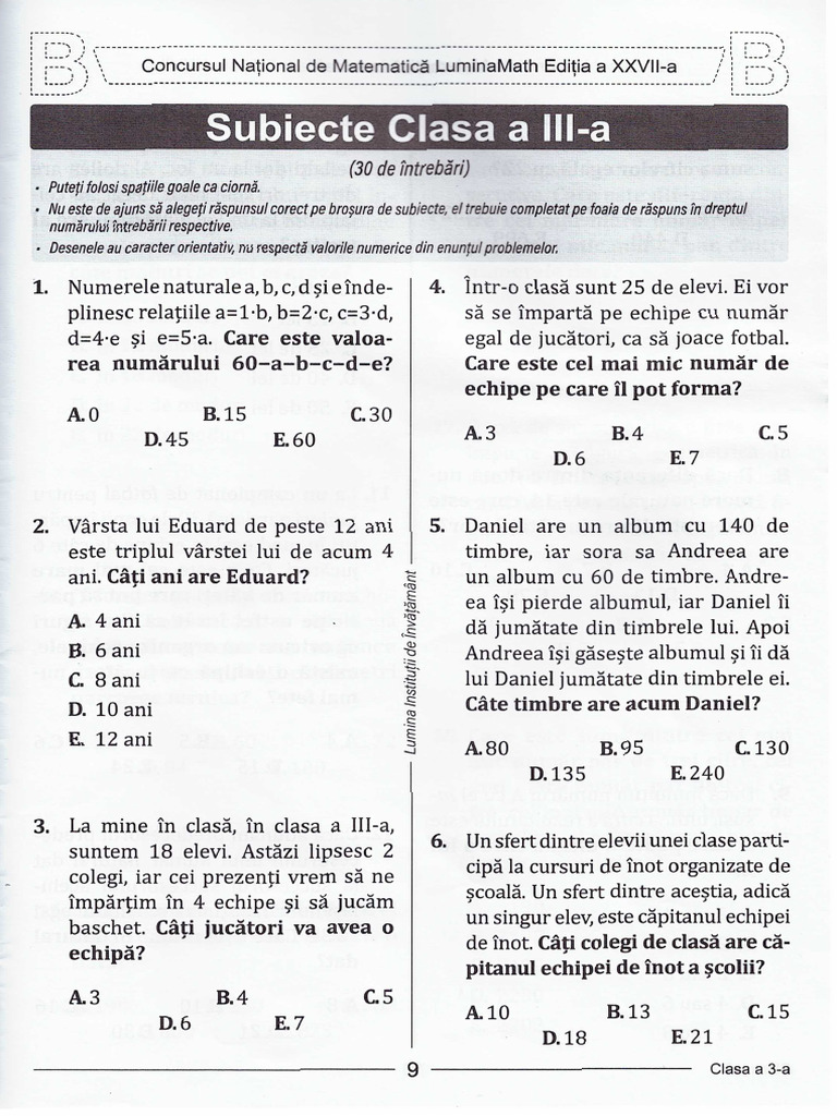LuminaMath Editia XXVII Clasa A 3-A | PDF