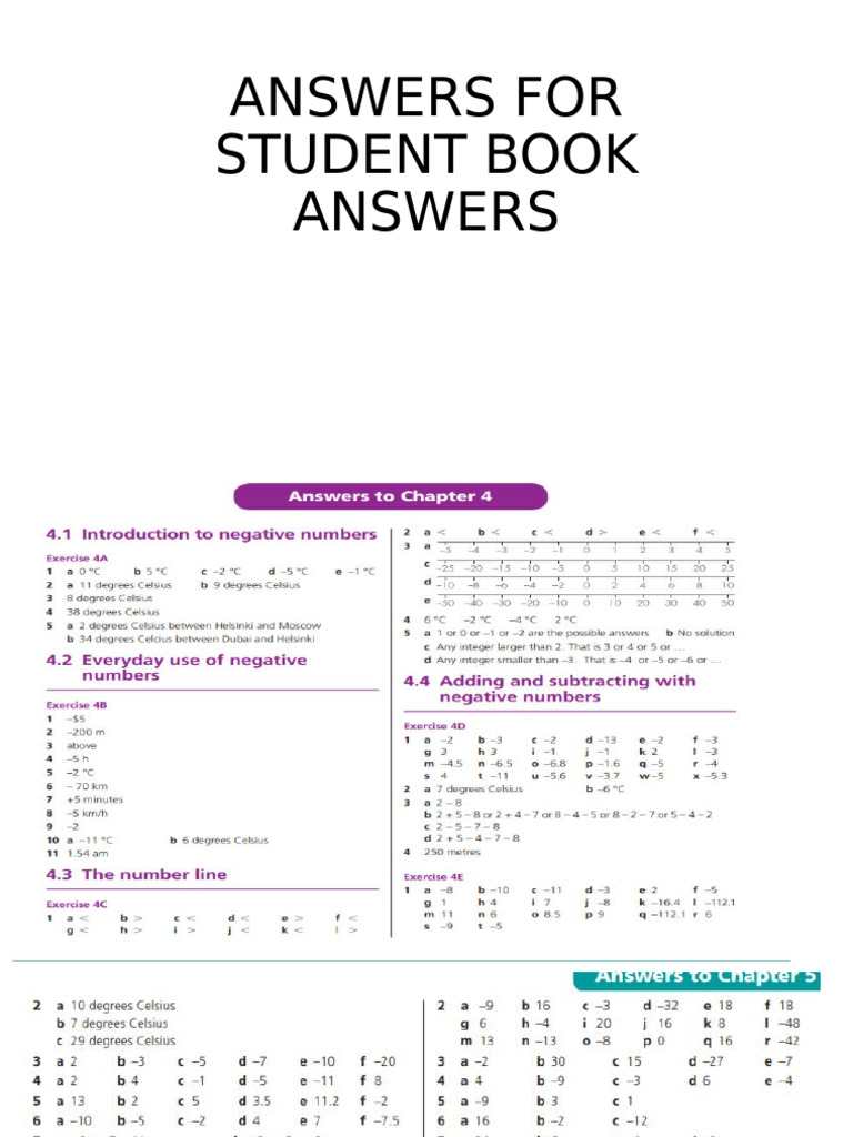 Answers For Student Book Answers | PDF