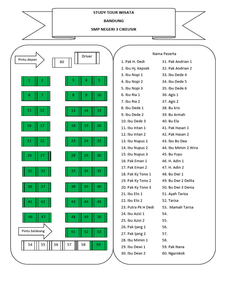 Denah Tempat Duduk Bus H-1 | PDF