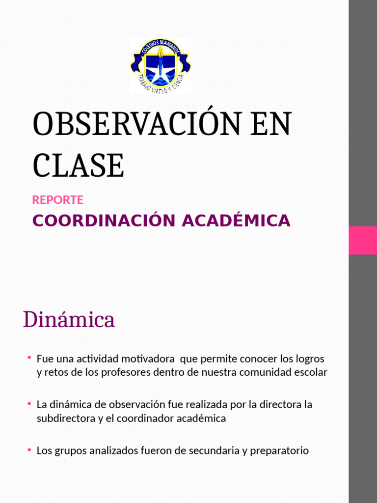 Reporte de observación de clase | PDF