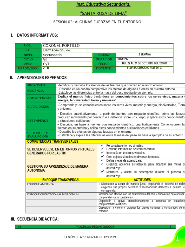 B-2º SES-ACT 3-CYT UND 7 Sem 2 | PDF | Aprendizaje | Fuerza