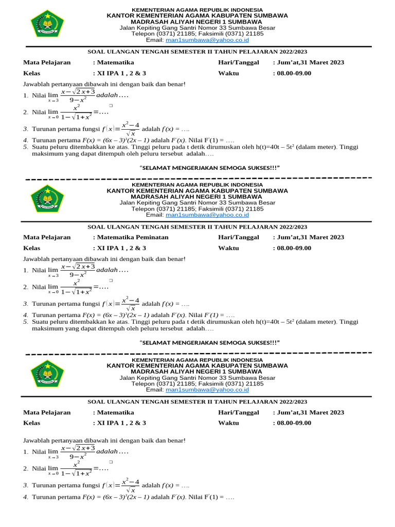 Matik Wajib Xi Ipa Ok | PDF