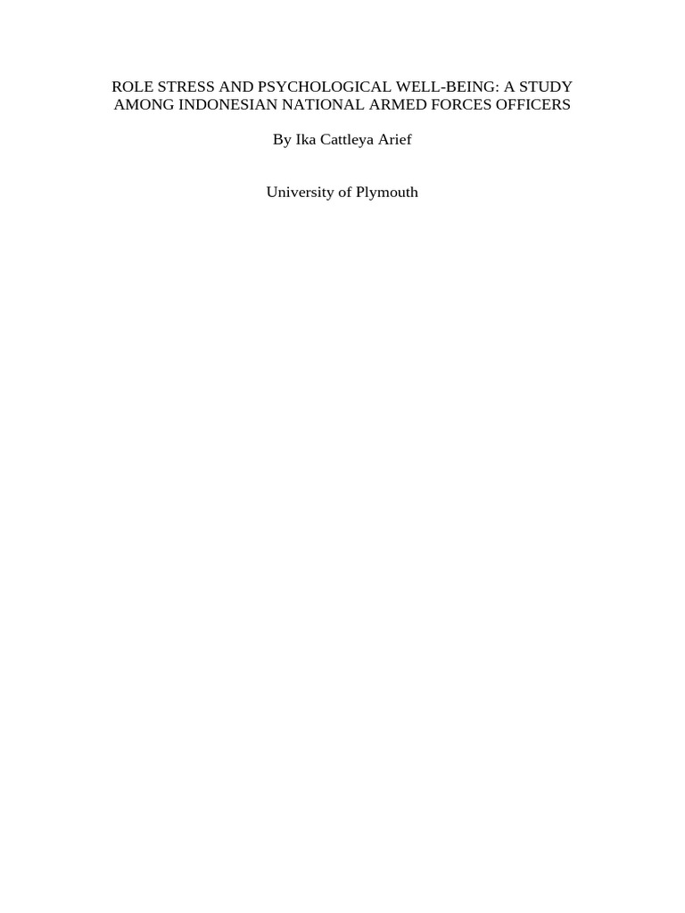 Role Stress and Psychological Well Being | PDF | Statistics | Well Being