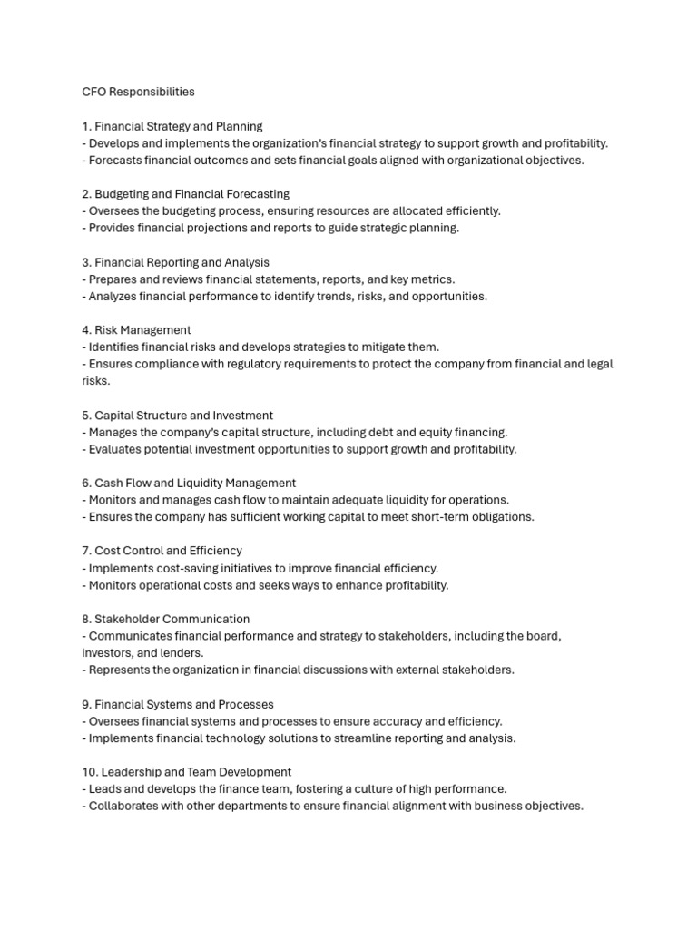 CFO Responsibilities | PDF