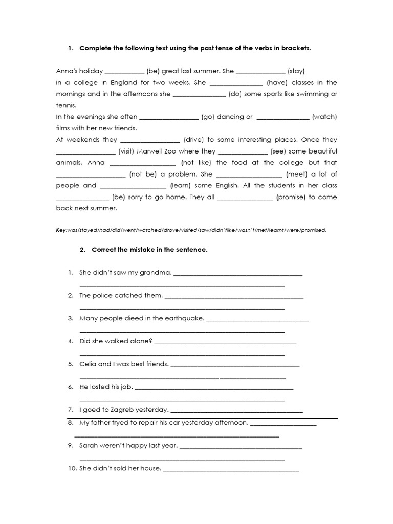 Worksheet Past 1 | PDF | Language Mechanics | Syntax