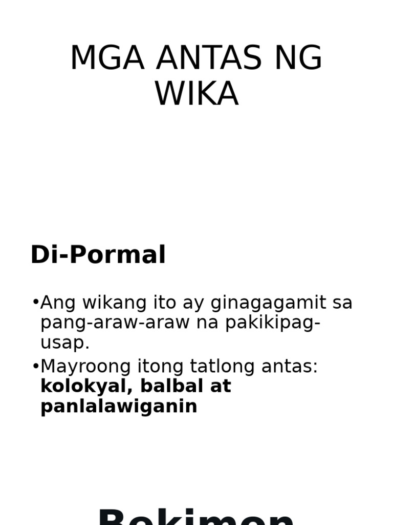 Mga Antas NG Wika | PDF