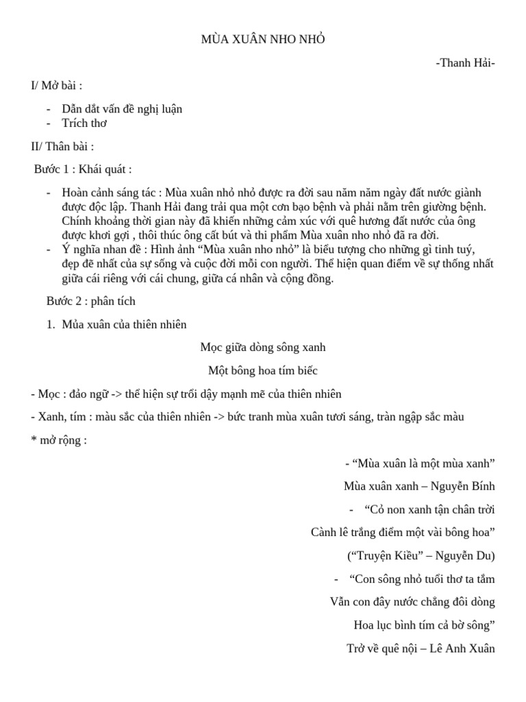 MÙA XUÂN NHO NHỎ | PDF