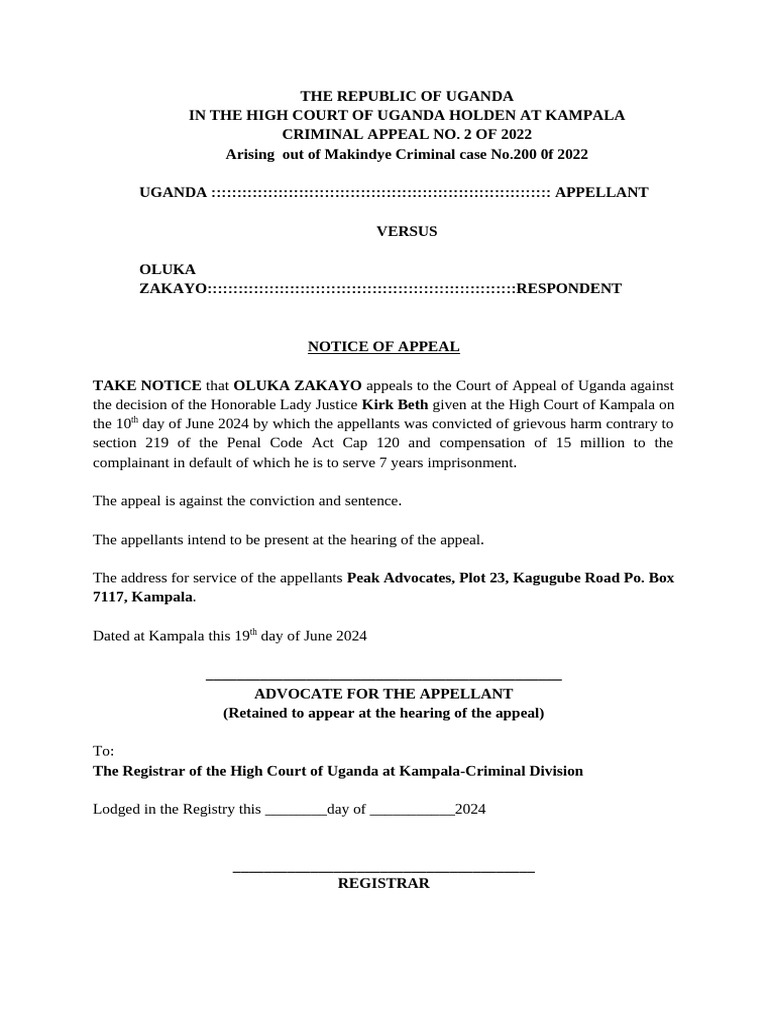 Notice of Appeal Workshop 2 | PDF