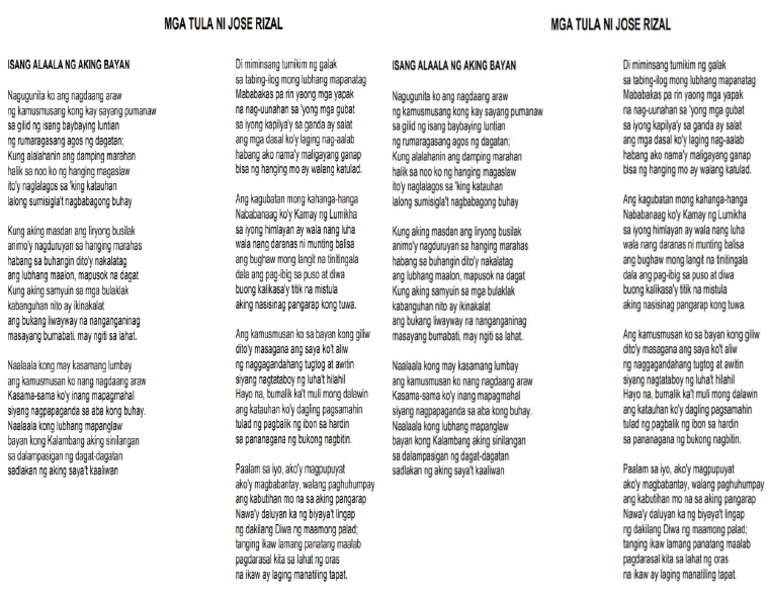 Isang Alaala NG Aking Bayan - Tula - Reta | PDF