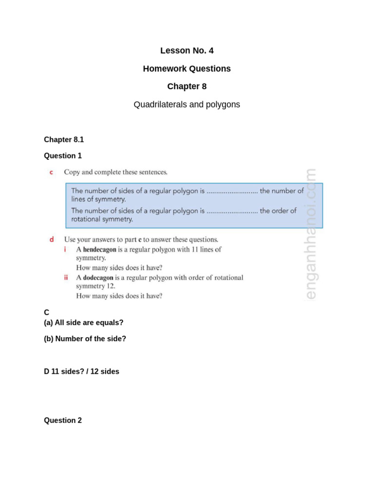 Rio Lesson4 HomeworkQns Chapter8.1 | PDF