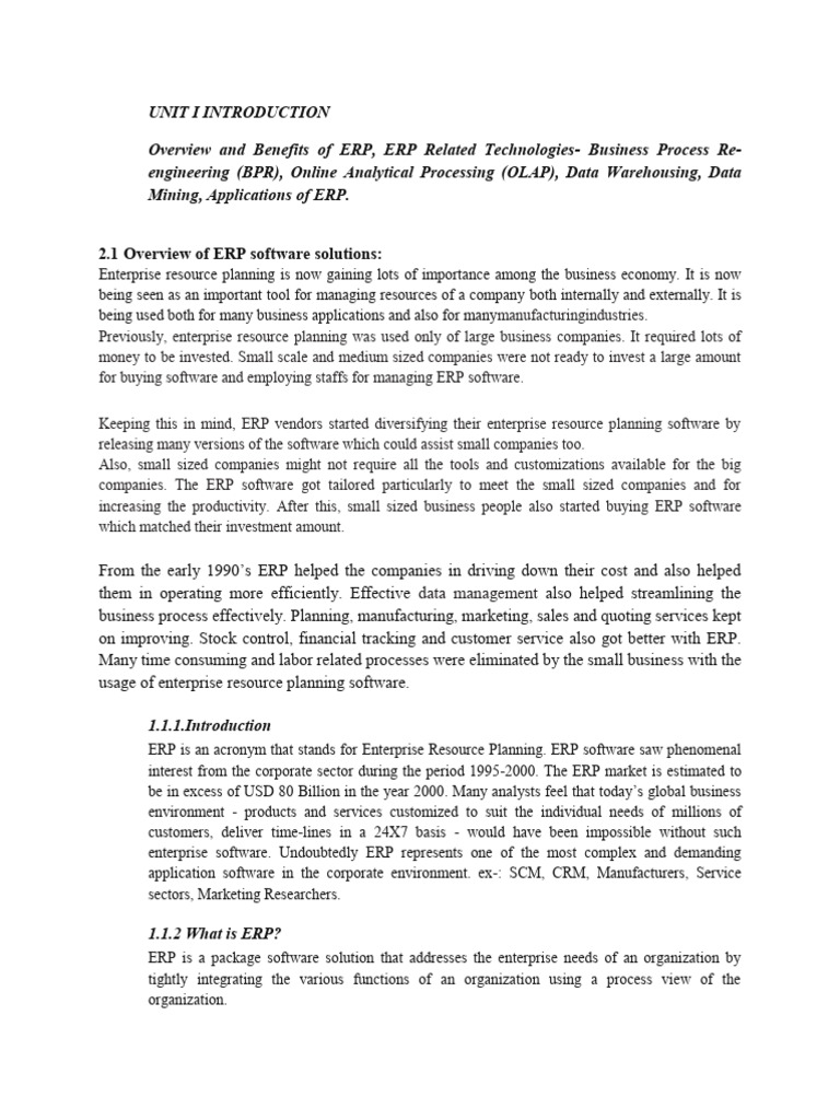 2.1 Overview of ERP Software Solutions | PDF | Enterprise Resource ... 2.1 Overview of ERP Software Solutions | PDF | Enterprise Resource ...