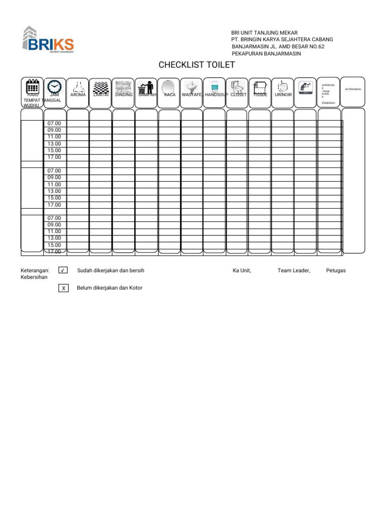 Checlist Toilet | PDF