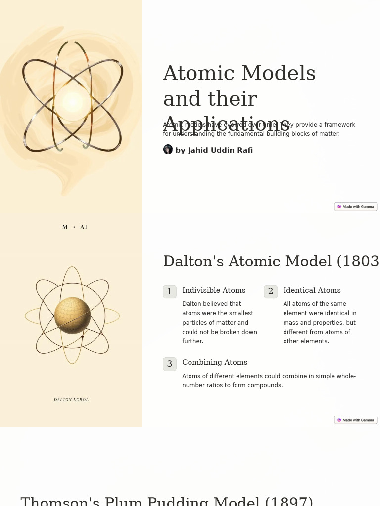 Atomic Models and Their Applications | PDF | Atoms | Electron