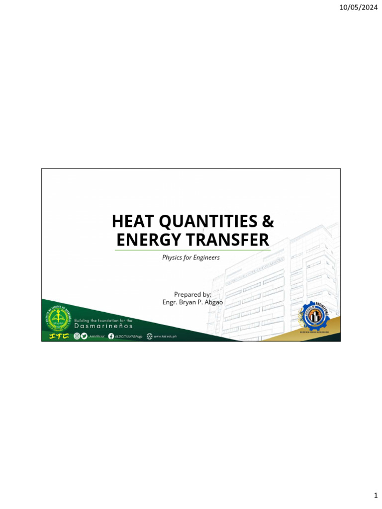 Physics Heat Quantities and Energy Transfer BSCE 101 | PDF | Heat ...