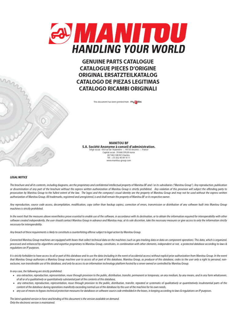 Manitou Genuine Parts Catalogue | PDF | Steering | Axle