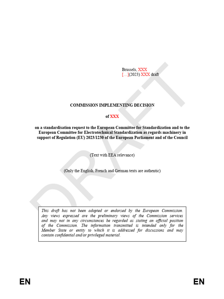 3.3. Draft Standardisation Request supporting Machinery Regulation (EU ...