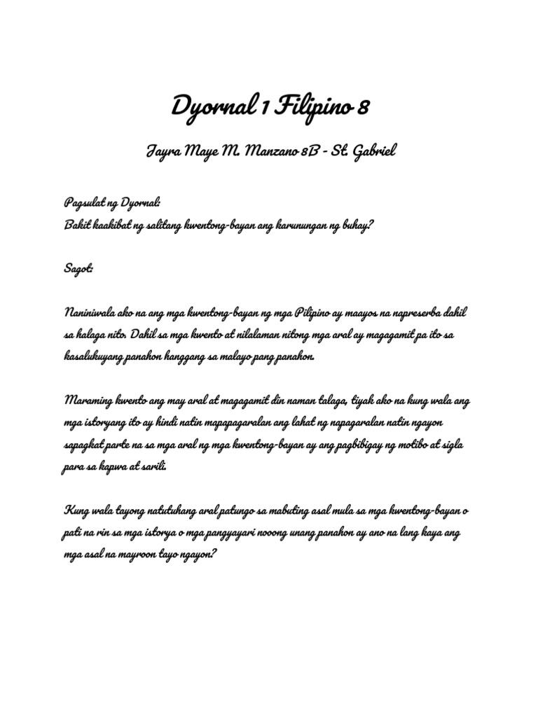 Filipino Dyornal 1 | PDF