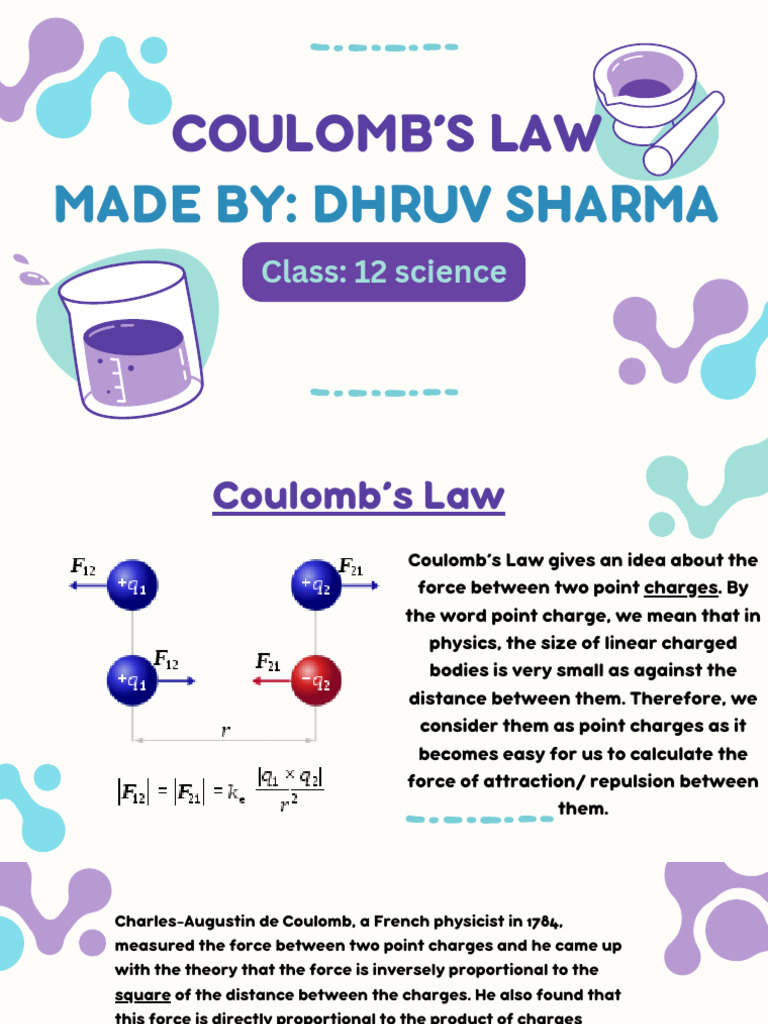 coulombs law | PDF | Force | Electrostatics