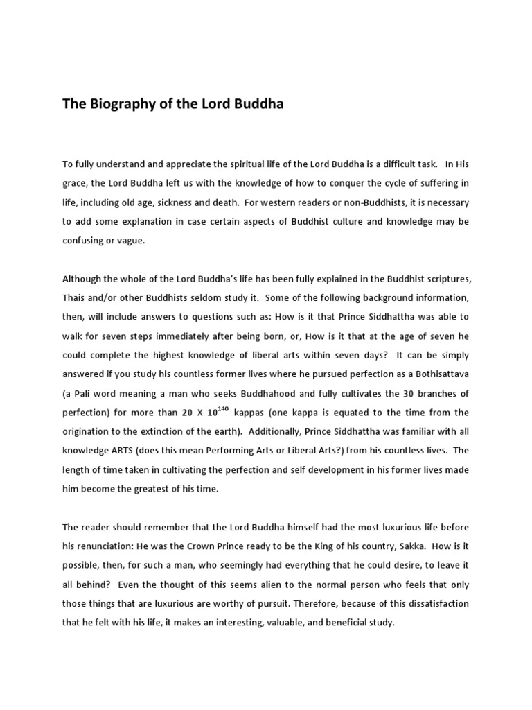 The Biography of The Lord Buddha | PDF | Gautama Buddha | Enlightenment ...