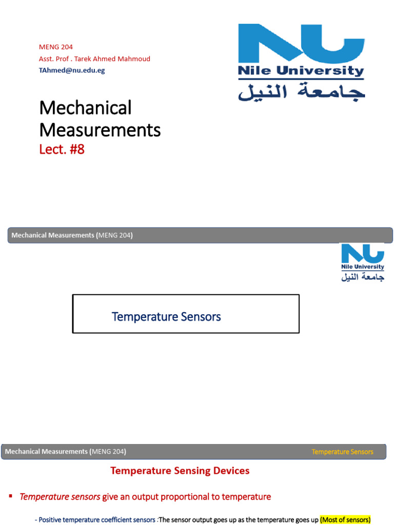 Lect - 8 - 2023mechanical Measurements | PDF | Thermocouple | Electrical Resistance And Conductance