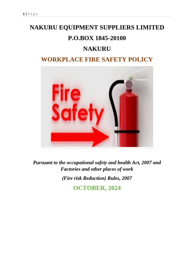 Workplace Fire Safety Policy | PDF | Fire Safety | Firefighting
