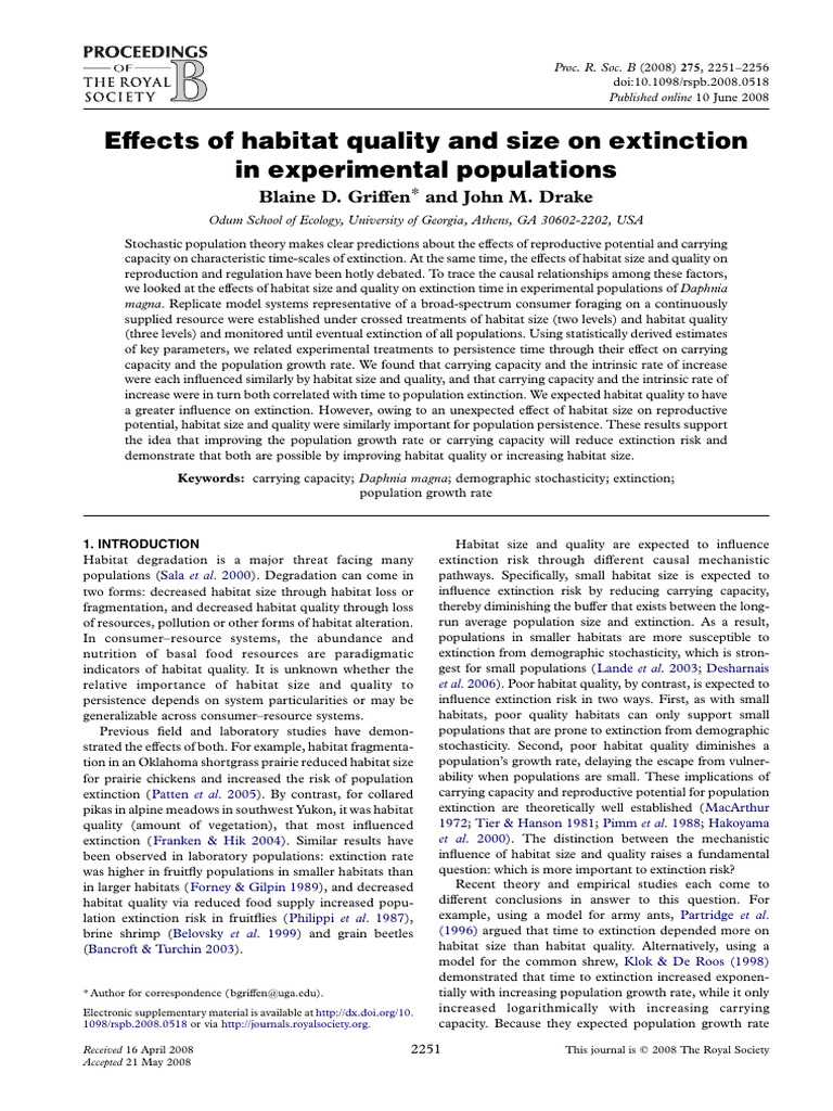 Habitat Size and Quality Impact Extinction | PDF | Economic Growth ...