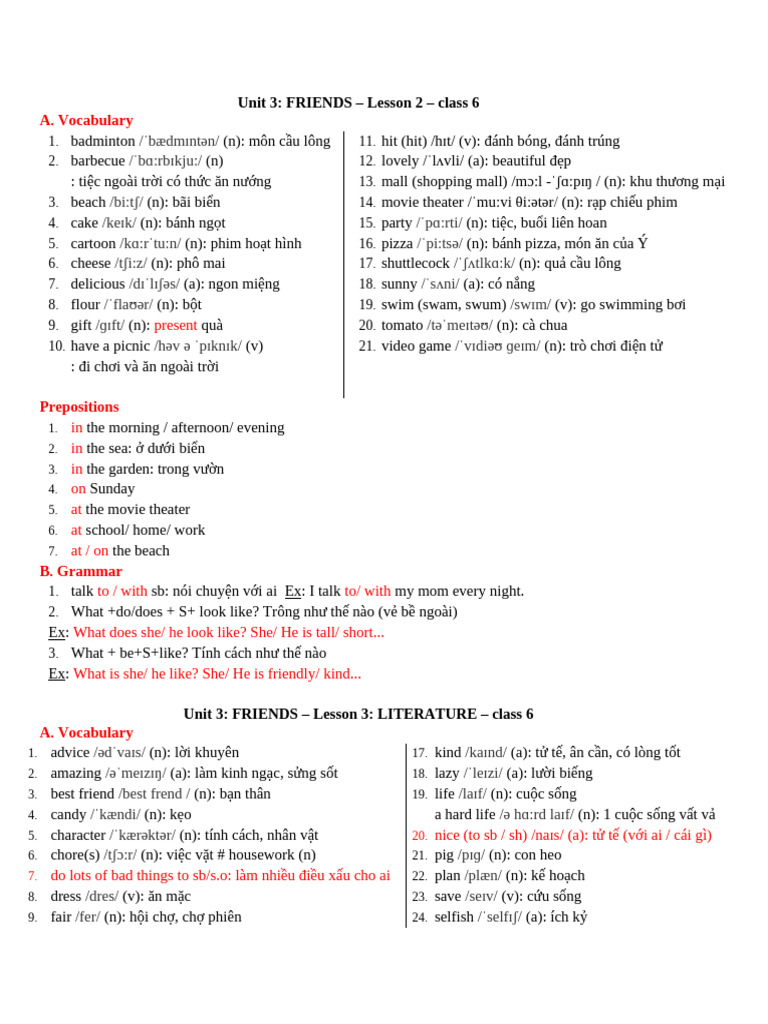Unit 3 Lesson 2+3 | PDF