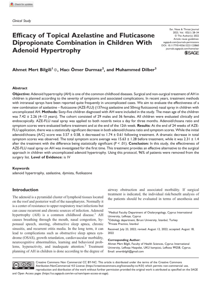 Efficacy of Topical Azelastine and Fluticasone | PDF | Medicine ...