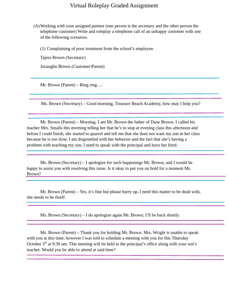 Virtual Roleplay Graded Assignment A | PDF