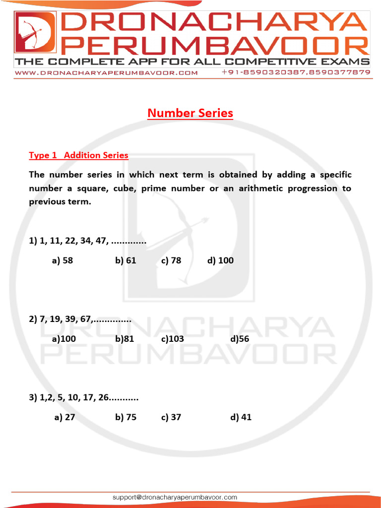 number-series- | PDF | Arithmetic | Mathematics