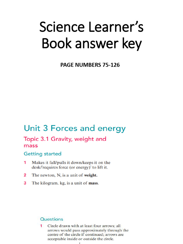 Science Learner's Book Chapter 3 - Answer Key | PDF