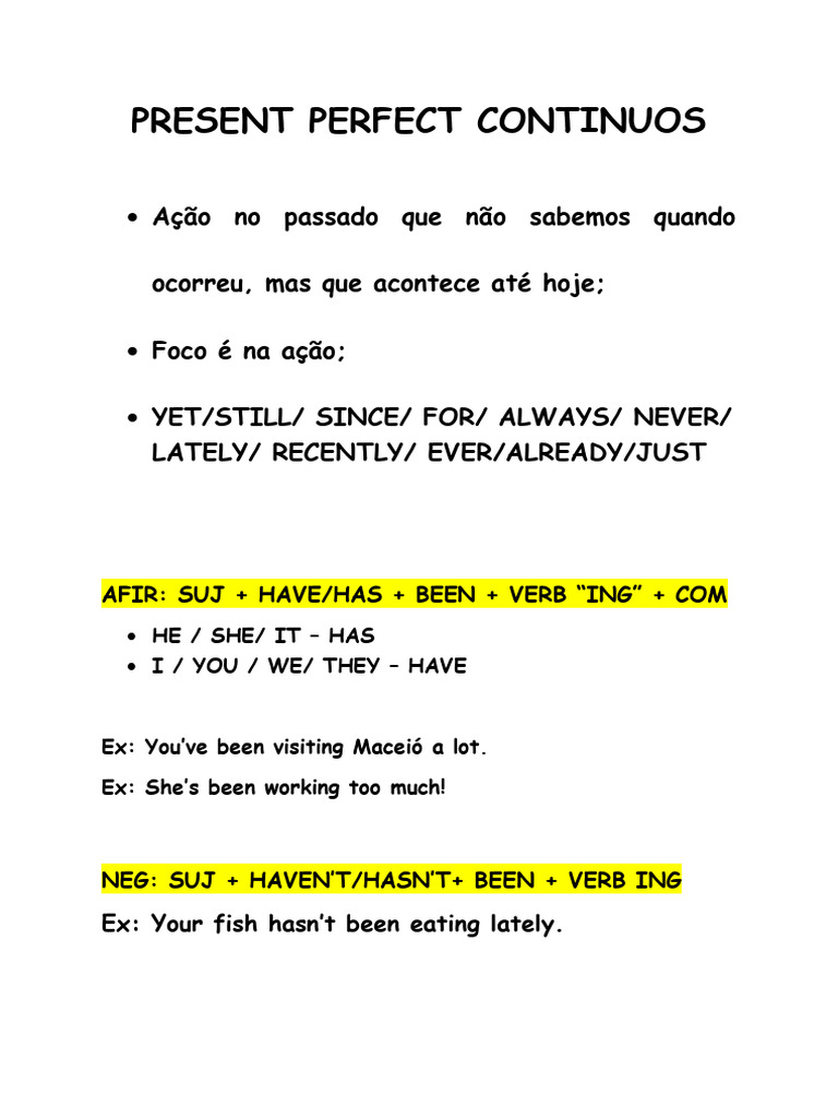 Present Perfect Continuous | PDF