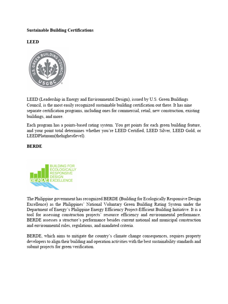 Sustainable Building Certificates | PDF | Green Building | Sustainable ...
