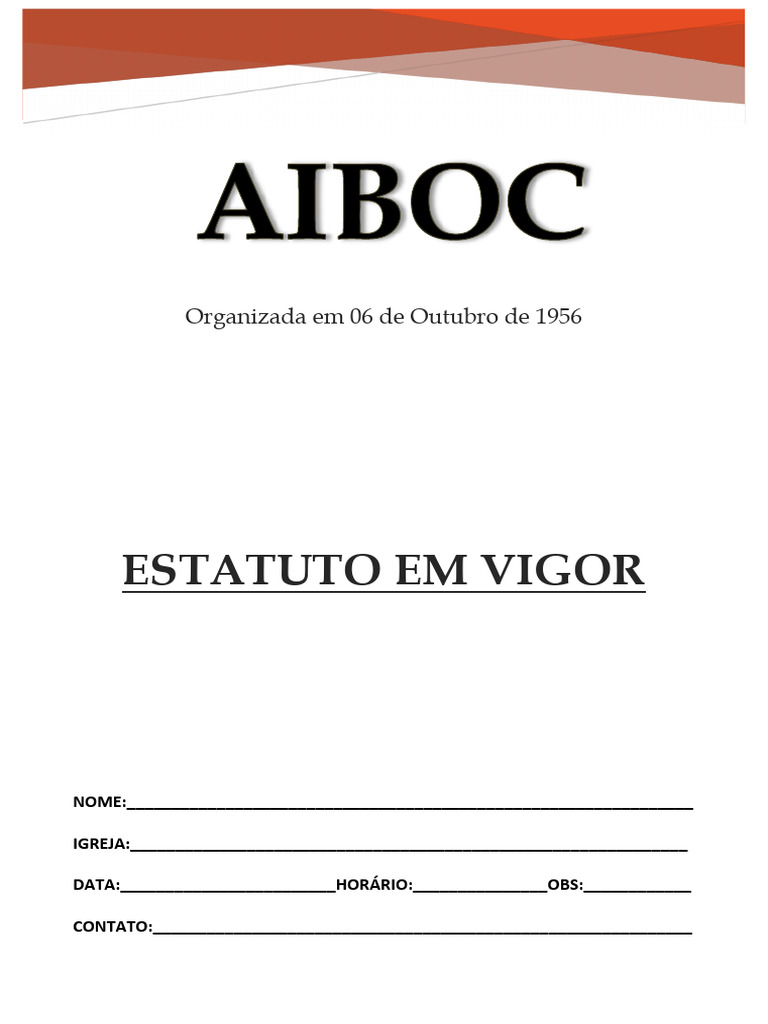 Estatuto da AIBOC: Organização e Fins | PDF | Conselho de Segurança das ...