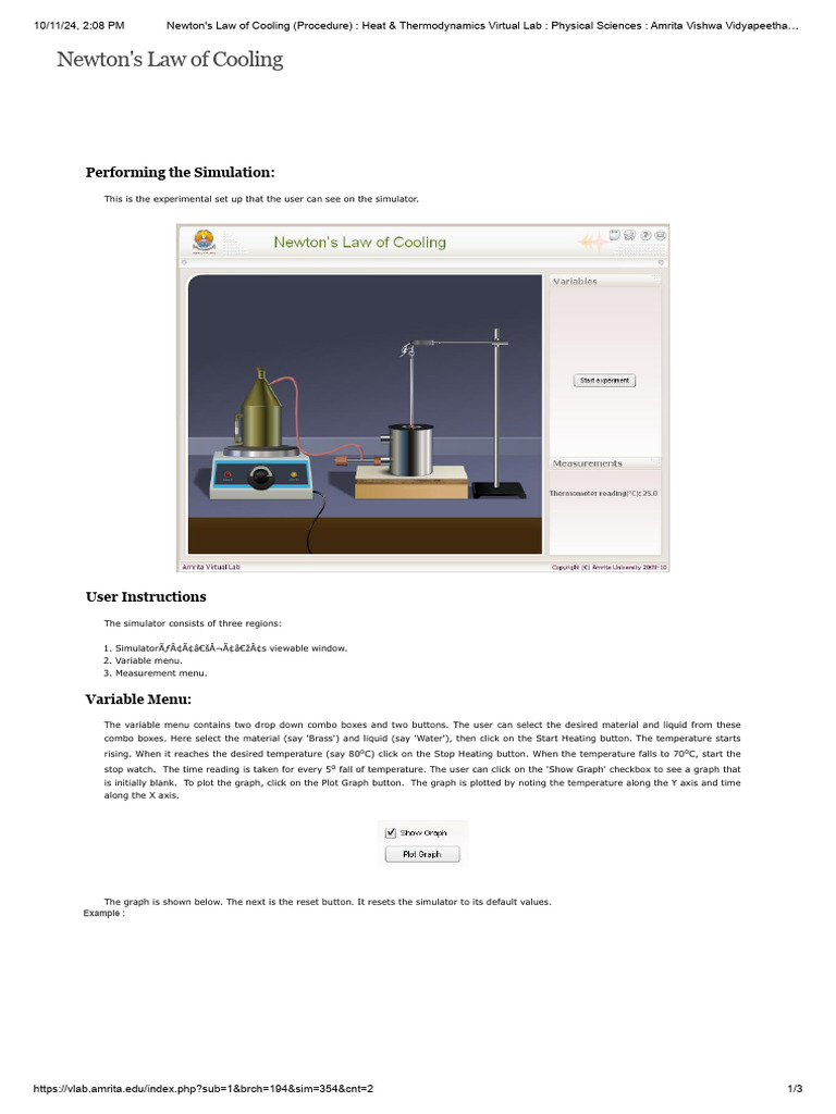 Newton's Law of Cooling Simulation Guide | PDF | Temperature | Heat