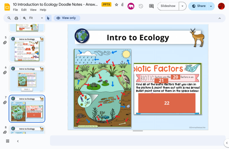 10 Introduction To Ecology Doodle Notes - Answer Key - PPTX - Google ...