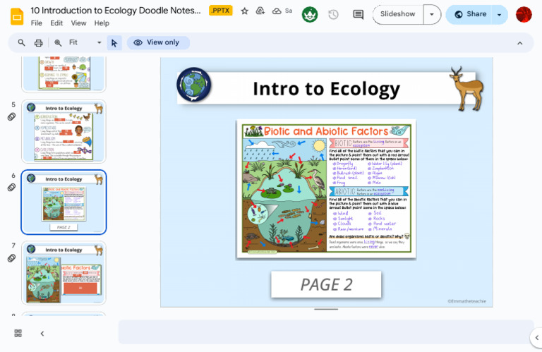 10 Introduction To Ecology Doodle Notes - Answer Key - PPTX - Google ...