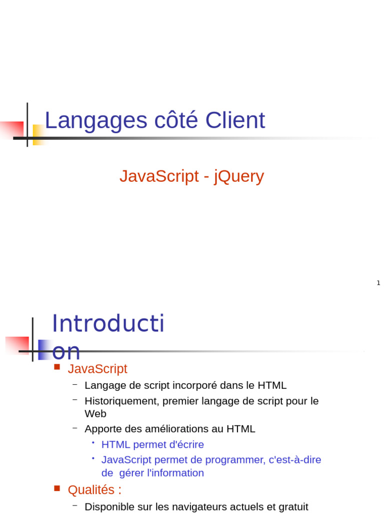 Introduction à JavaScript et jQuery | PDF | JavaScript | Html